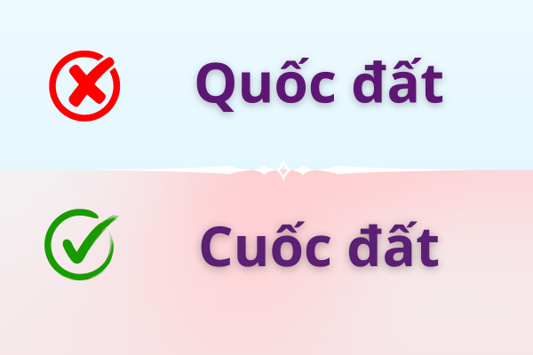 Sửa lỗi chính tả cho từ "cuốc đất hay quốc đất"
